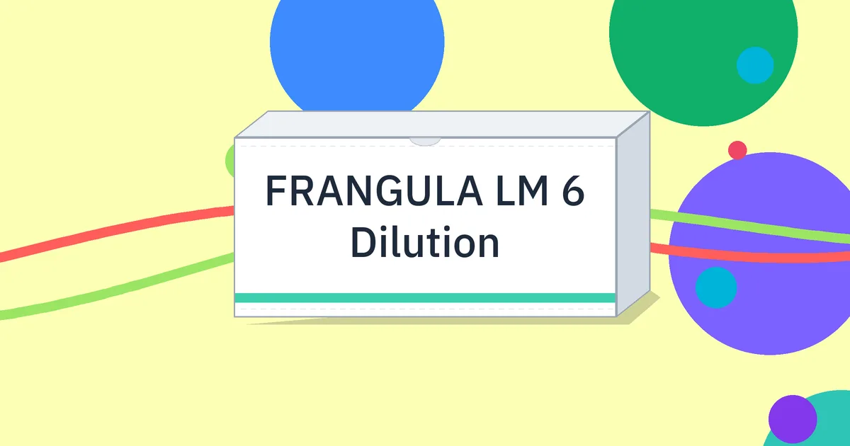 Symbolbild: Packung mit der Aufschrift FRANGULA LM 6 Dilution (PZN 12874336) – Verfügbarkeit und Bezug in Apotheken in Frankfurt am Main