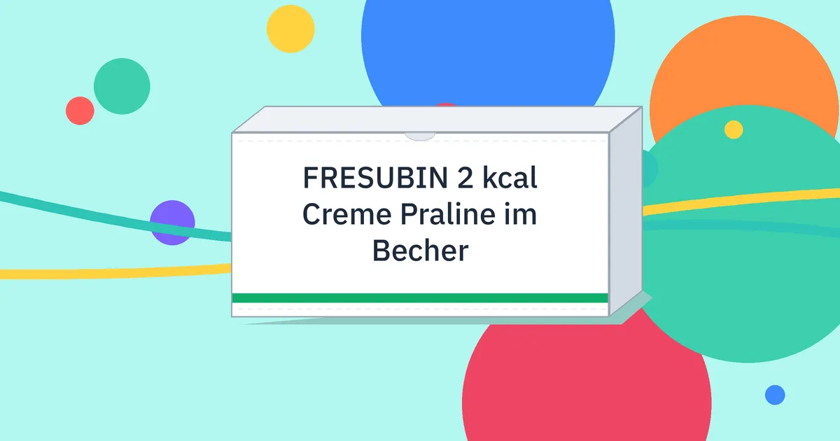 Symbolbild: Packung mit der Aufschrift FRESUBIN 2 kcal Creme Praline im Becher (PZN 19442628) – Verfügbarkeit und Bezug in Apotheken in Frankfurt am Main