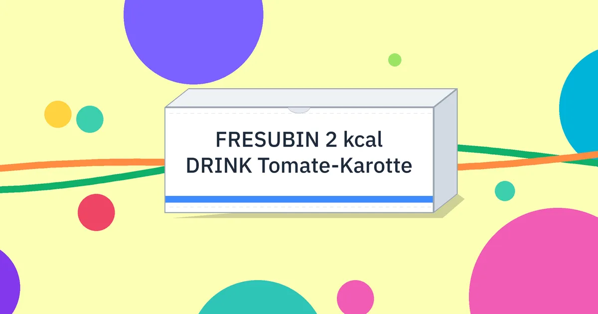 Symbolbild: Packung mit der Aufschrift FRESUBIN 2 kcal DRINK Tomate-Karotte (PZN 14139049) – Verfügbarkeit und Bezug in Apotheken in Frankfurt am Main