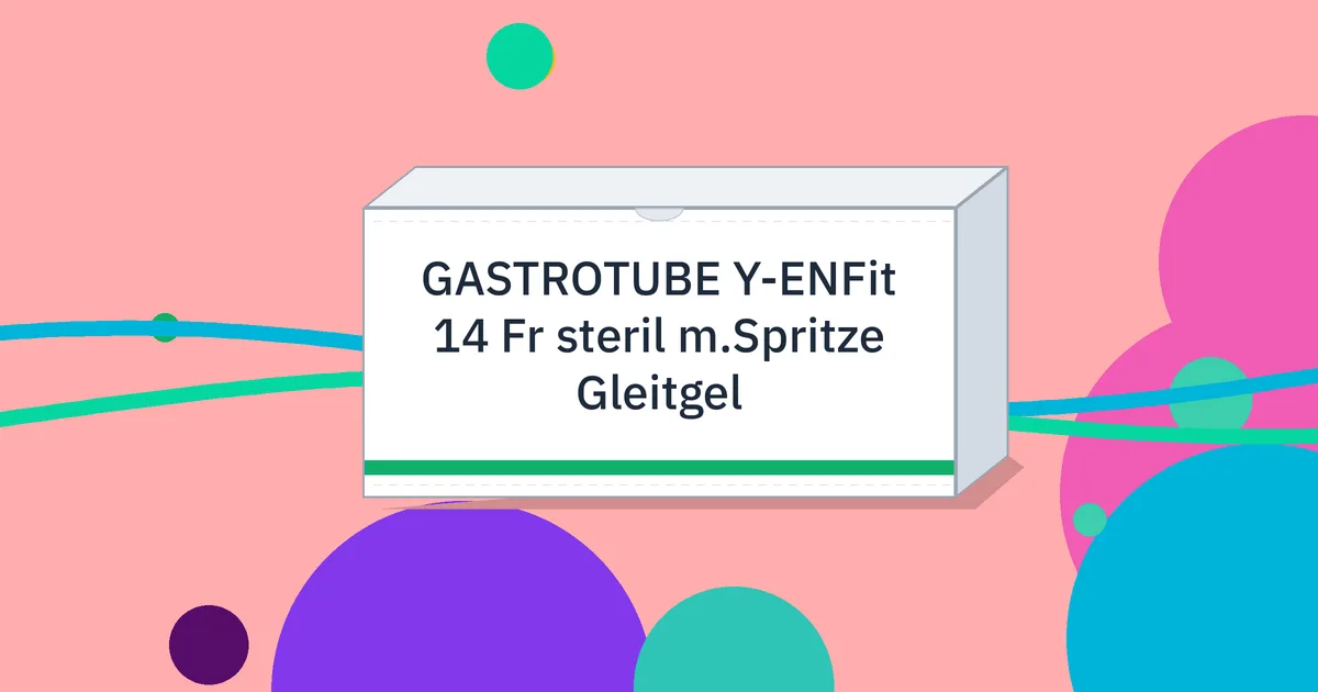 Symbolbild: Packung mit der Aufschrift GASTROTUBE Y-ENFit 14 Fr steril m.Spritze Gleitgel (PZN 16614678) – Verfügbarkeit und Bezug in Apotheken in Frankfurt am Main