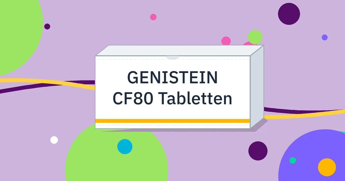 Symbolbild: Packung mit der Aufschrift GENISTEIN CF80 Tabletten (PZN 03411229) – Verfügbarkeit und Bezug in Apotheken in Frankfurt am Main