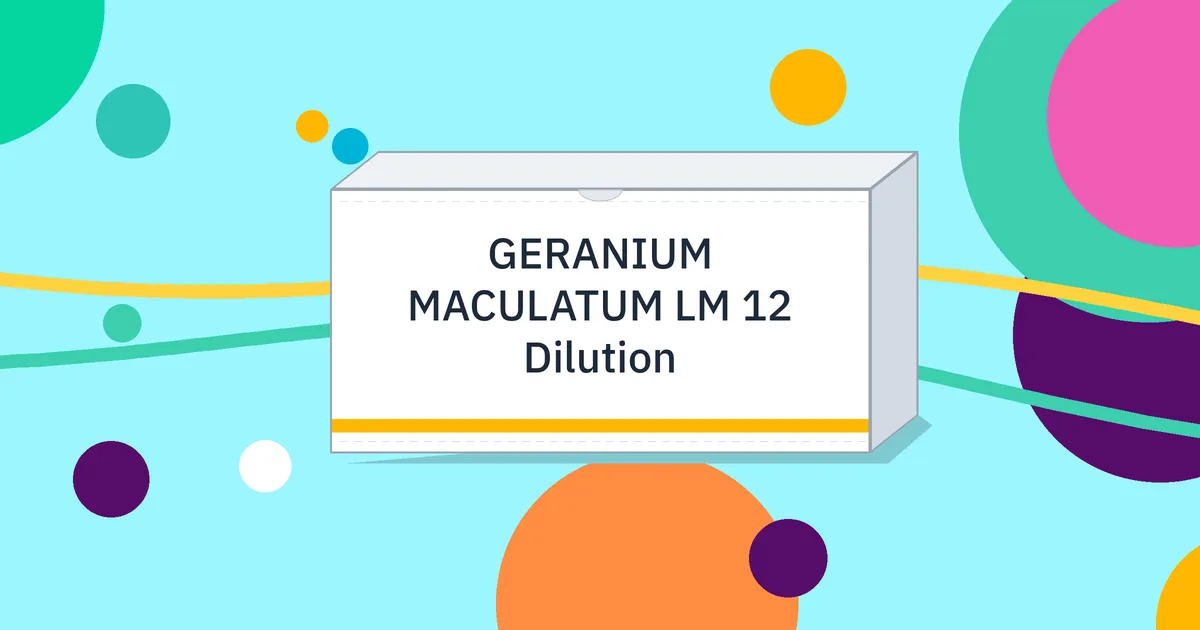 Symbolbild: Packung mit der Aufschrift GERANIUM MACULATUM LM 12 Dilution (PZN 12876677) – Verfügbarkeit und Bezug in Apotheken in Frankfurt am Main