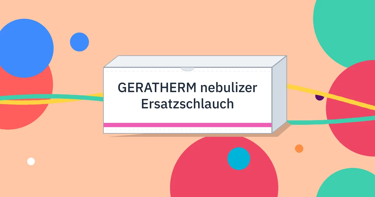 Symbolbild: Packung mit der Aufschrift GERATHERM nebulizer Ersatzschlauch (PZN 18493428) – Verfügbarkeit und Bezug in Apotheken in Frankfurt am Main