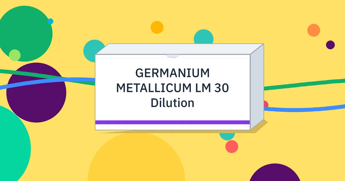 Symbolbild: Packung mit der Aufschrift GERMANIUM METALLICUM LM 30 Dilution (PZN 12877398) – Verfügbarkeit und Bezug in Apotheken in Frankfurt am Main