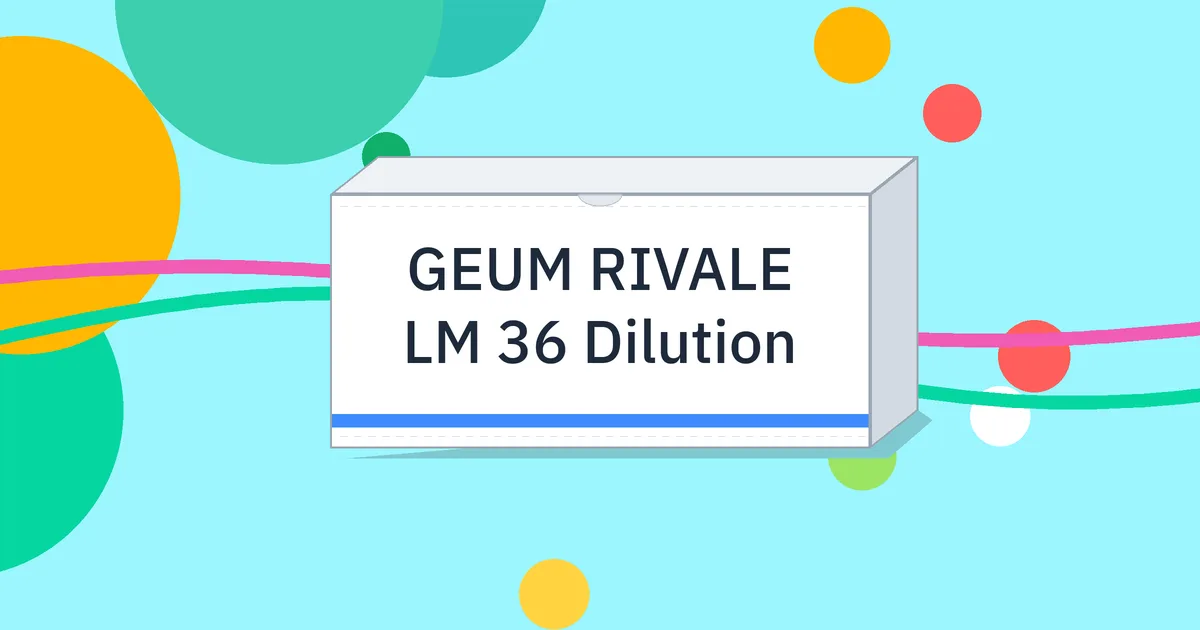 Symbolbild: Packung mit der Aufschrift GEUM RIVALE LM 36 Dilution (PZN 13543038) – Verfügbarkeit und Bezug in Apotheken in Frankfurt am Main