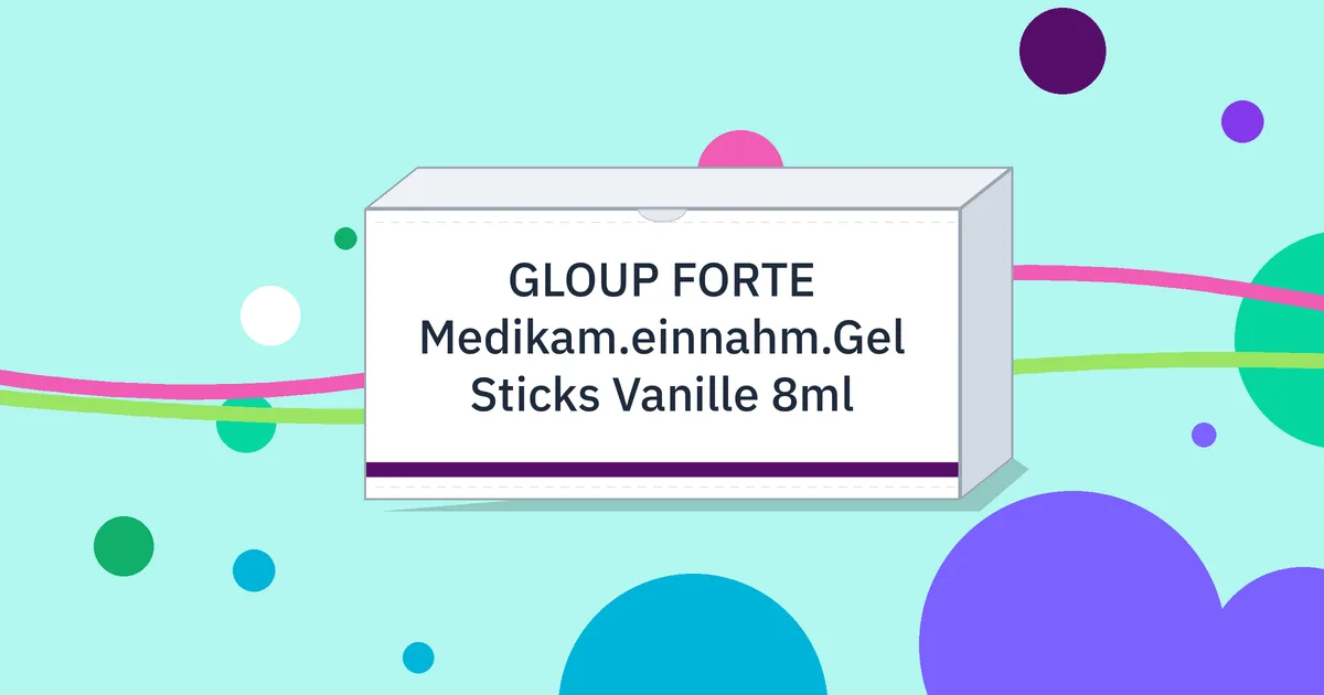 Symbolbild: Packung mit der Aufschrift GLOUP FORTE Medikam.einnahm.Gel Sticks Vanille 8ml (PZN 16161691) – Verfügbarkeit und Bezug in Apotheken in Frankfurt am Main
