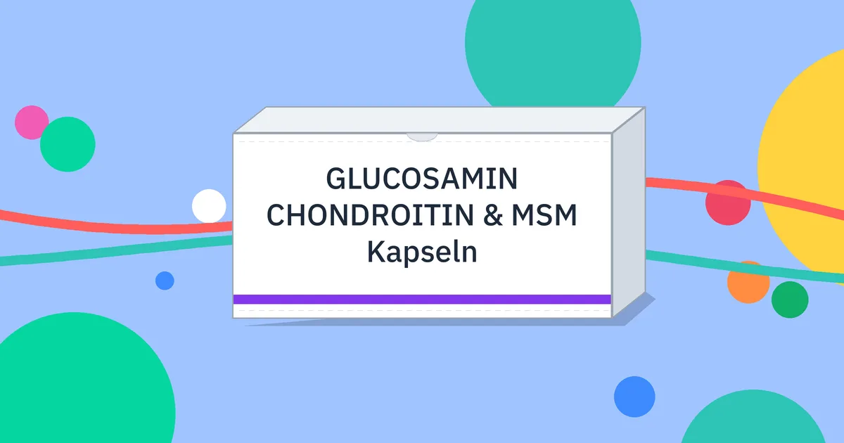 Symbolbild: Packung mit der Aufschrift GLUCOSAMIN CHONDROITIN & MSM Kapseln (PZN 17190938) – Verfügbarkeit und Bezug in Apotheken in Frankfurt am Main