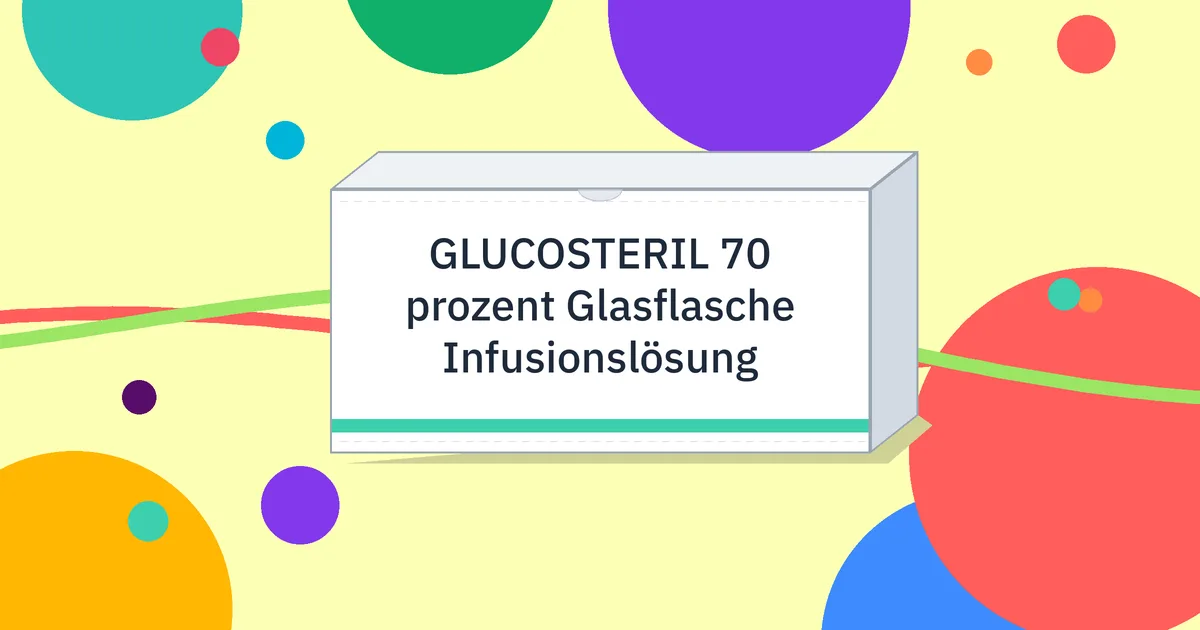 Symbolbild: Packung mit der Aufschrift GLUCOSTERIL 70 prozent Glasflasche Infusionslösung (PZN 03131518) – Verfügbarkeit und Bezug in Apotheken in Frankfurt am Main