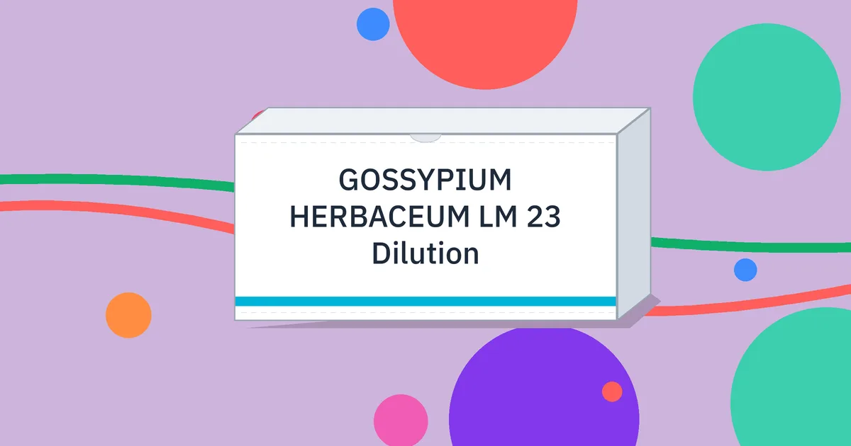 Symbolbild: Packung mit der Aufschrift GOSSYPIUM HERBACEUM LM 23 Dilution (PZN 13545712) – Verfügbarkeit und Bezug in Apotheken in Frankfurt am Main