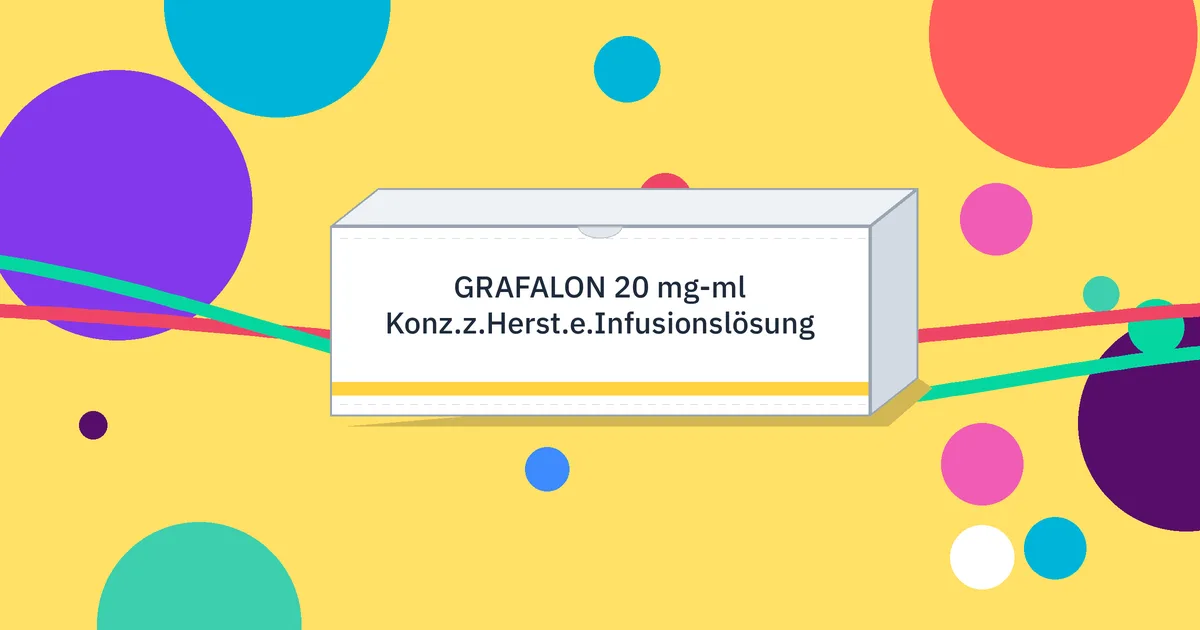 Symbolbild: Packung mit der Aufschrift GRAFALON 20 mg-ml Konz.z.Herst.e.Infusionslösung (PZN 11512447) – Verfügbarkeit und Bezug in Apotheken in Frankfurt am Main