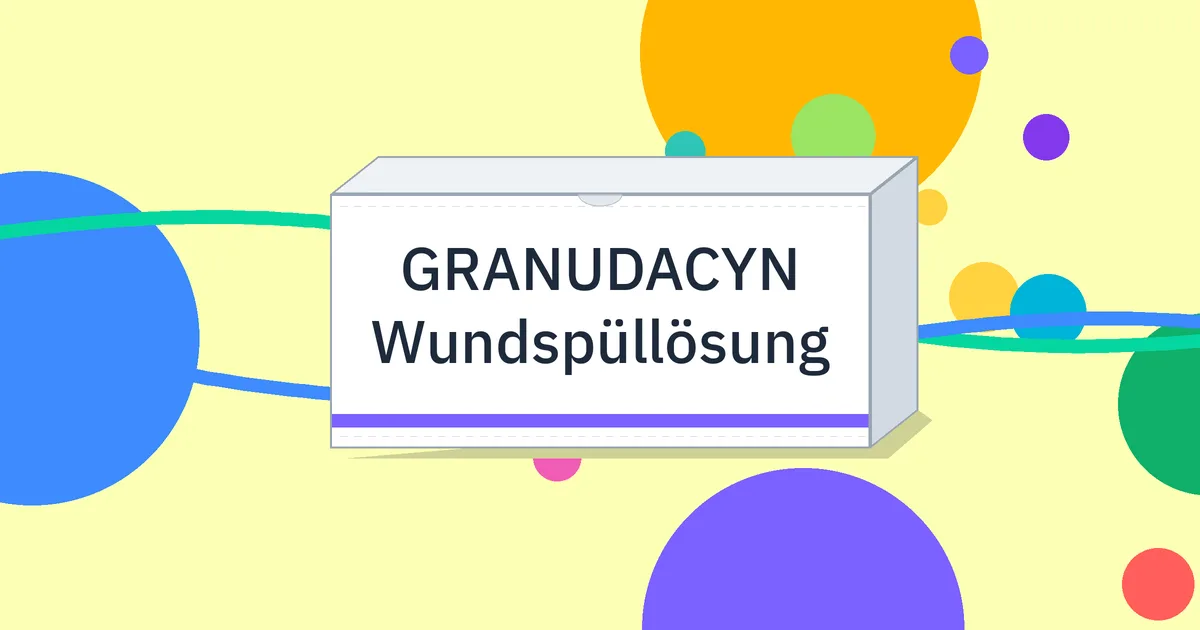 Symbolbild: Packung mit der Aufschrift GRANUDACYN Wundspüllösung (PZN 11865200) – Verfügbarkeit und Bezug in Apotheken in Frankfurt am Main