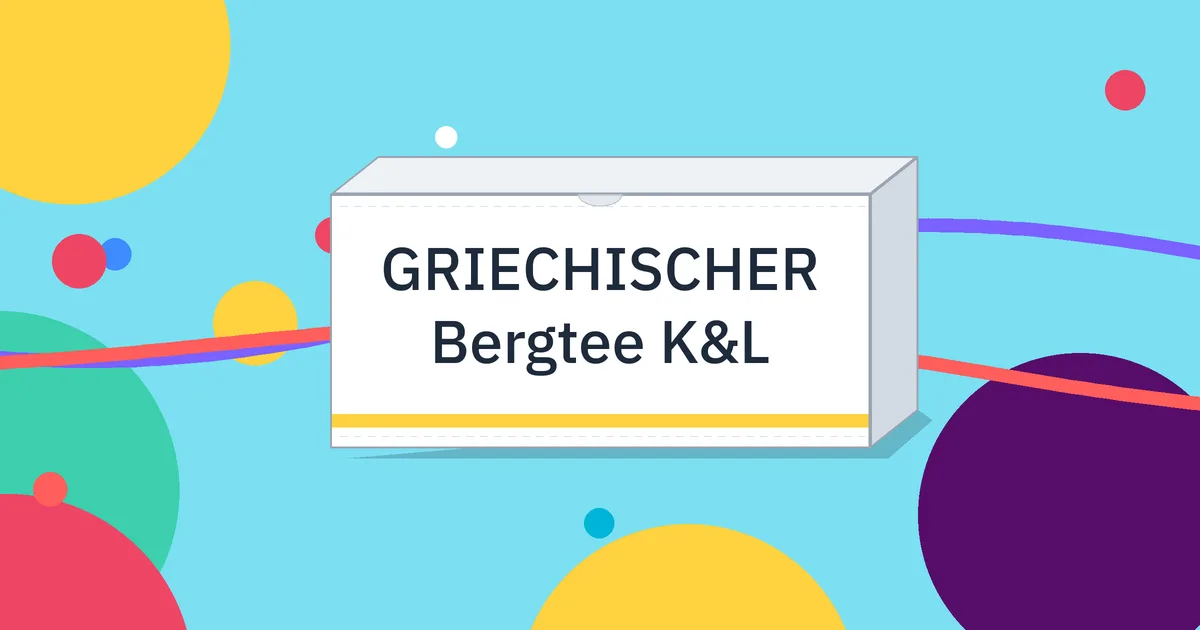 Symbolbild: Packung mit der Aufschrift GRIECHISCHER Bergtee K&L (PZN 17215762) – Verfügbarkeit und Bezug in Apotheken in Frankfurt am Main