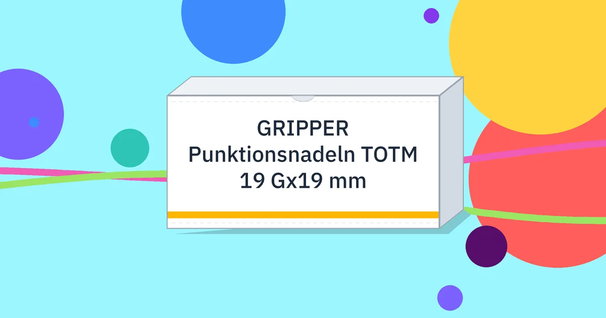 Symbolbild: Packung mit der Aufschrift GRIPPER Punktionsnadeln TOTM 19 Gx19 mm (PZN 00435749) – Verfügbarkeit und Bezug in Apotheken in Frankfurt am Main