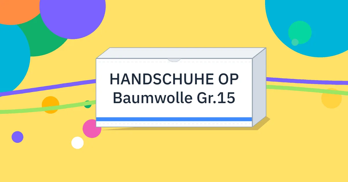 Symbolbild: Packung mit der Aufschrift HANDSCHUHE OP Baumwolle Gr.15 (PZN 03401314) – Verfügbarkeit und Bezug in Apotheken in Frankfurt am Main