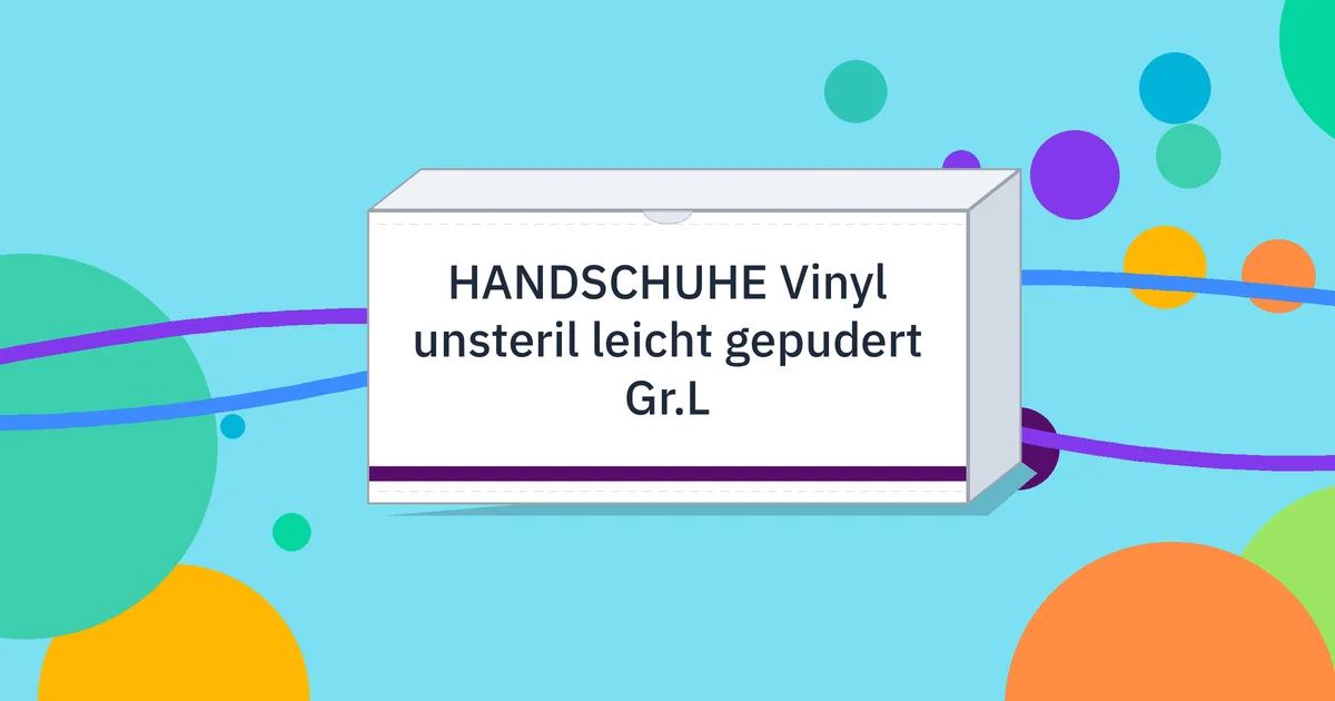 Symbolbild: Packung mit der Aufschrift HANDSCHUHE Vinyl unsteril leicht gepudert Gr.L (PZN 01231598) – Verfügbarkeit und Bezug in Apotheken in Frankfurt am Main