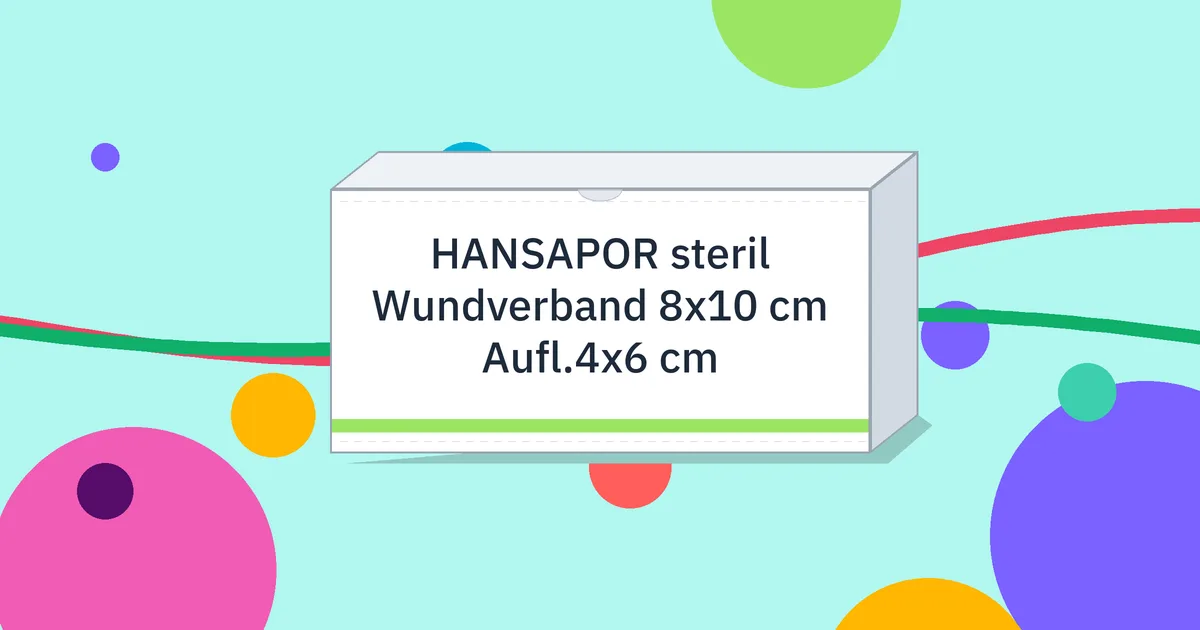 Symbolbild: Packung mit der Aufschrift HANSAPOR steril Wundverband 8x10 cm Aufl.4x6 cm (PZN 13920676) – Verfügbarkeit und Bezug in Apotheken in Frankfurt am Main