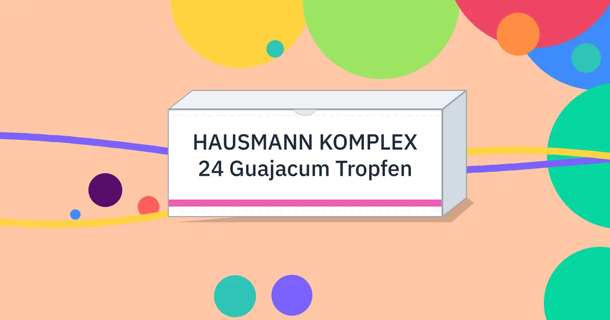 Symbolbild: Packung mit der Aufschrift HAUSMANN KOMPLEX 24 Guajacum Tropfen (PZN 04690823) – Verfügbarkeit und Bezug in Apotheken in Frankfurt am Main