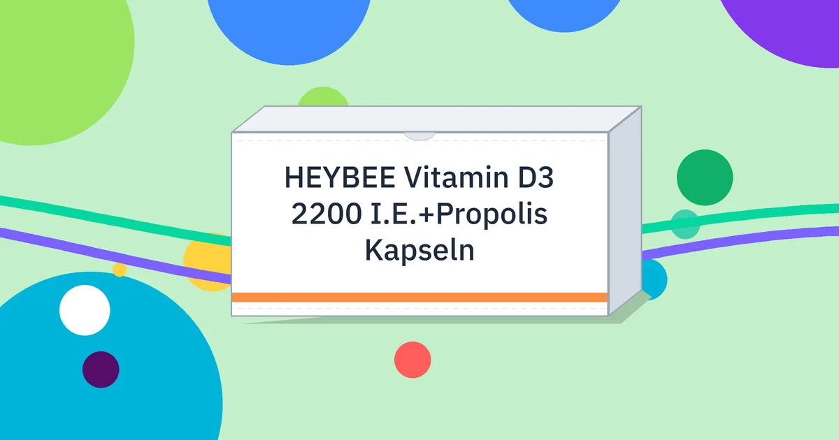 Symbolbild: Packung mit der Aufschrift HEYBEE Vitamin D3 2200 I.E.+Propolis Kapseln (PZN 20580324) – Verfügbarkeit und Bezug in Apotheken in Frankfurt am Main