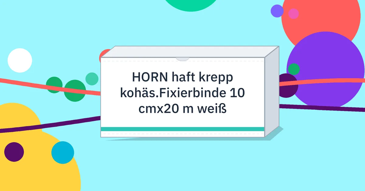 Symbolbild: Packung mit der Aufschrift HORN haft krepp kohäs.Fixierbinde 10 cmx20 m weiß (PZN 03784195) – Verfügbarkeit und Bezug in Apotheken in Frankfurt am Main