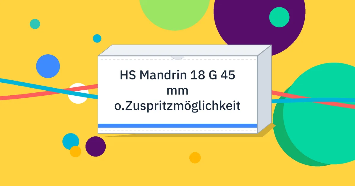 Symbolbild: Packung mit der Aufschrift HS Mandrin 18 G 45 mm o.Zuspritzmöglichkeit (PZN 12572931) – Verfügbarkeit und Bezug in Apotheken in Frankfurt am Main