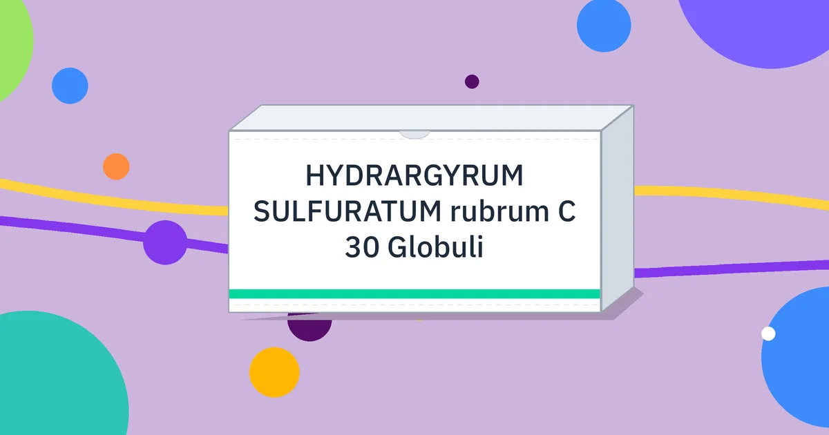 Symbolbild: Packung mit der Aufschrift HYDRARGYRUM SULFURATUM rubrum C 30 Globuli (PZN 15304639) – Verfügbarkeit und Bezug in Apotheken in Frankfurt am Main