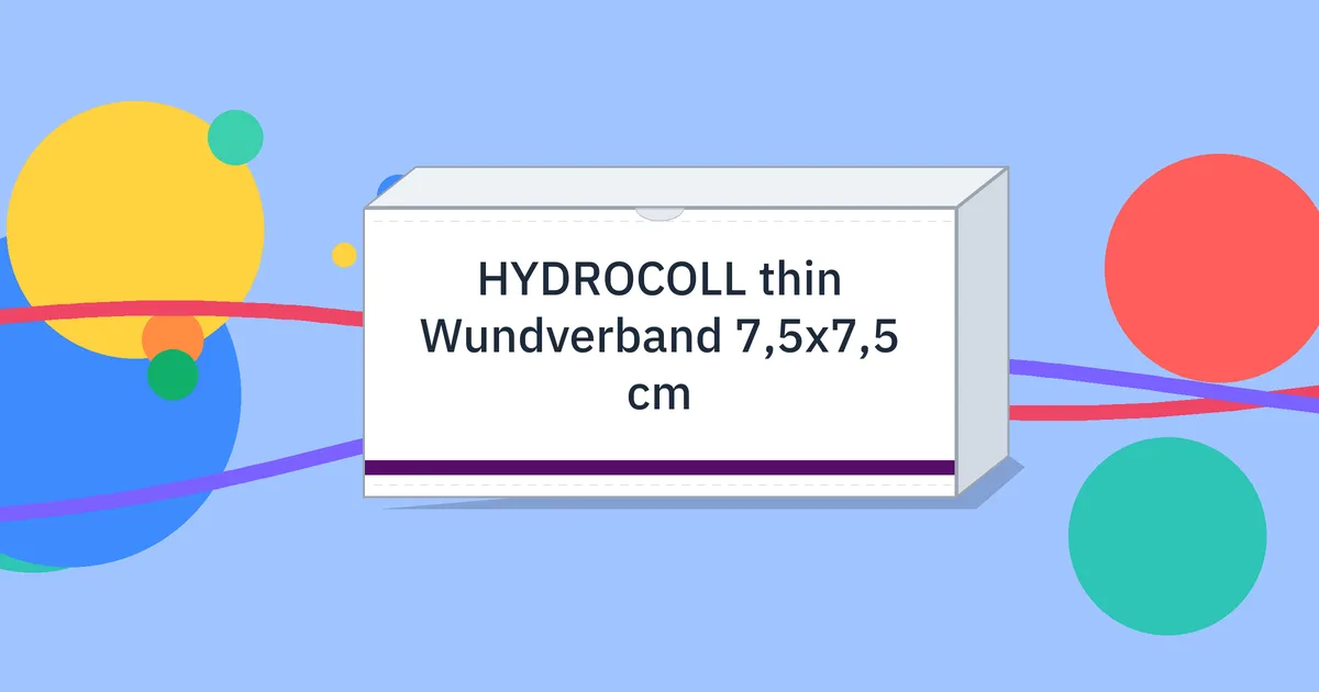 Symbolbild: Packung mit der Aufschrift HYDROCOLL thin Wundverband 7,5x7,5 cm (PZN 16905855) – Verfügbarkeit und Bezug in Apotheken in Frankfurt am Main