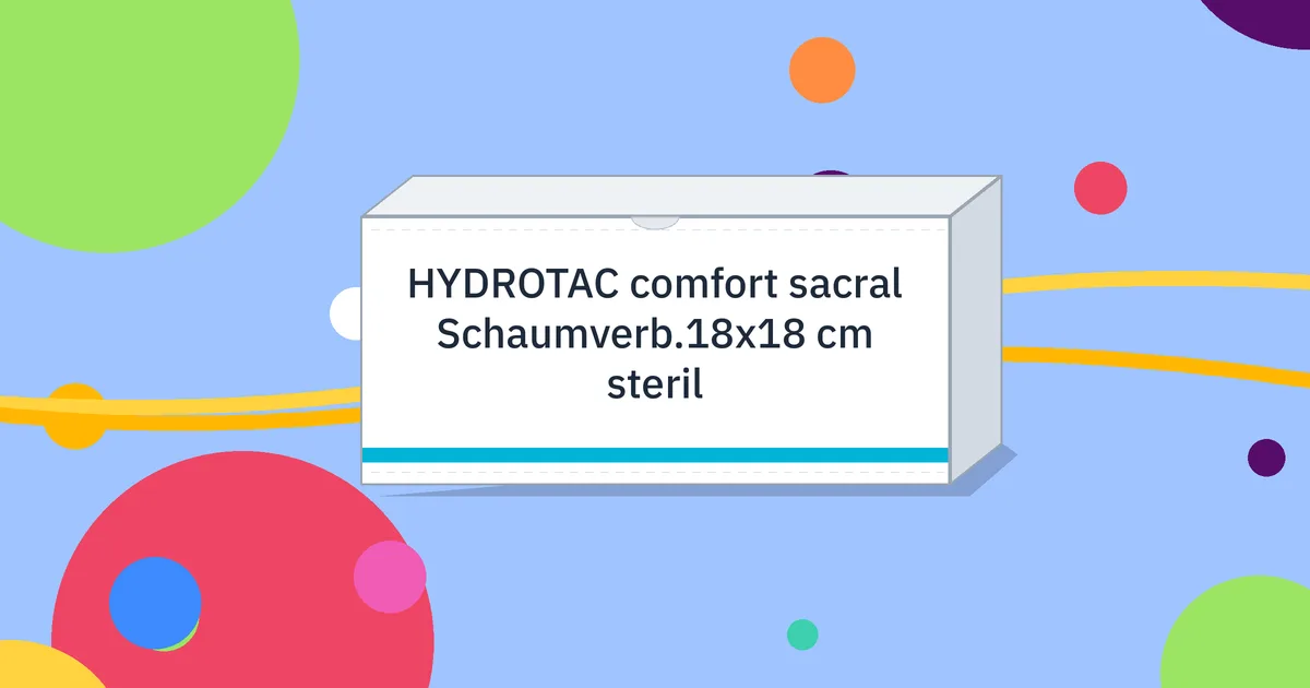 Symbolbild: Packung mit der Aufschrift HYDROTAC comfort sacral Schaumverb.18x18 cm steril (PZN 11691800) – Verfügbarkeit und Bezug in Apotheken in Frankfurt am Main