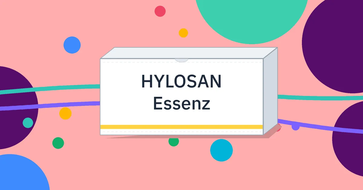 Symbolbild: Packung mit der Aufschrift HYLOSAN Essenz (PZN 11083124) – Verfügbarkeit und Bezug in Apotheken in Frankfurt am Main