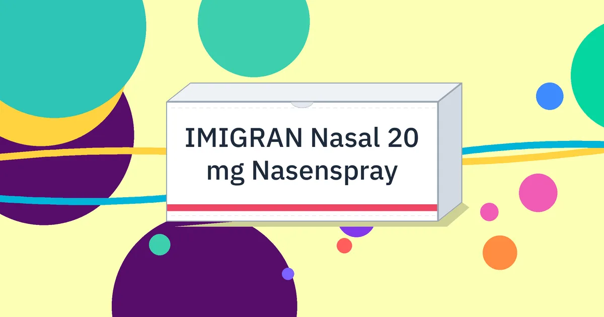 Symbolbild: Packung mit der Aufschrift IMIGRAN Nasal 20 mg Nasenspray (PZN 20635752) – Verfügbarkeit und Bezug in Apotheken in Frankfurt am Main