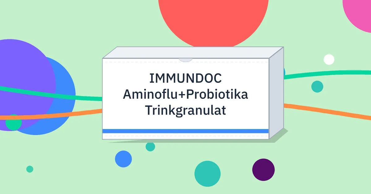 Symbolbild: Packung mit der Aufschrift IMMUNDOC Aminoflu+Probiotika Trinkgranulat (PZN 16324816) – Verfügbarkeit und Bezug in Apotheken in Frankfurt am Main