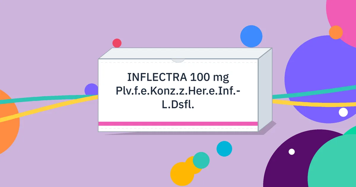 Symbolbild: Packung mit der Aufschrift INFLECTRA 100 mg Plv.f.e.Konz.z.Her.e.Inf.-L.Dsfl. (PZN 12774132) – Verfügbarkeit und Bezug in Apotheken in Frankfurt am Main