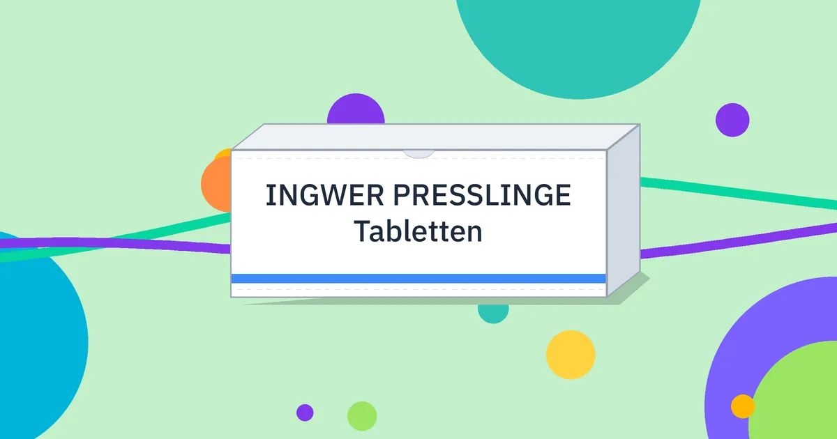 Symbolbild: Packung mit der Aufschrift INGWER PRESSLINGE Tabletten (PZN 03658237) – Verfügbarkeit und Bezug in Apotheken in Frankfurt am Main