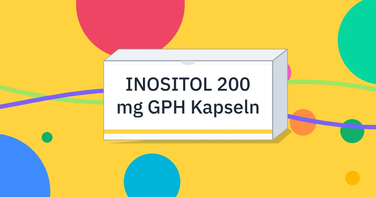 Symbolbild: Packung mit der Aufschrift INOSITOL 200 mg GPH Kapseln (PZN 03378288) – Verfügbarkeit und Bezug in Apotheken in Frankfurt am Main