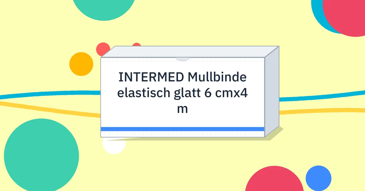 Symbolbild: Packung mit der Aufschrift INTERMED Mullbinde elastisch glatt 6 cmx4 m (PZN 02550377) – Verfügbarkeit und Bezug in Apotheken in Frankfurt am Main