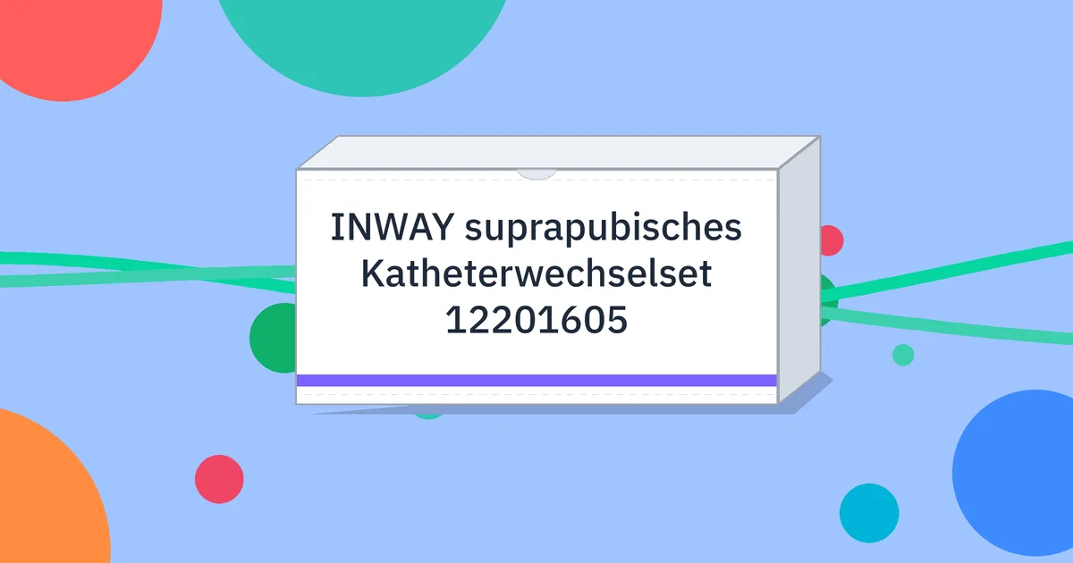 Symbolbild: Packung mit der Aufschrift INWAY suprapubisches Katheterwechselset 12201605 (PZN 05986187) – Verfügbarkeit und Bezug in Apotheken in Frankfurt am Main