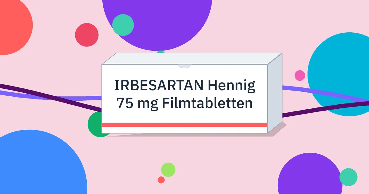 Symbolbild: Packung mit der Aufschrift IRBESARTAN Hennig 75 mg Filmtabletten (PZN 09782671) – Verfügbarkeit und Bezug in Apotheken in Frankfurt am Main