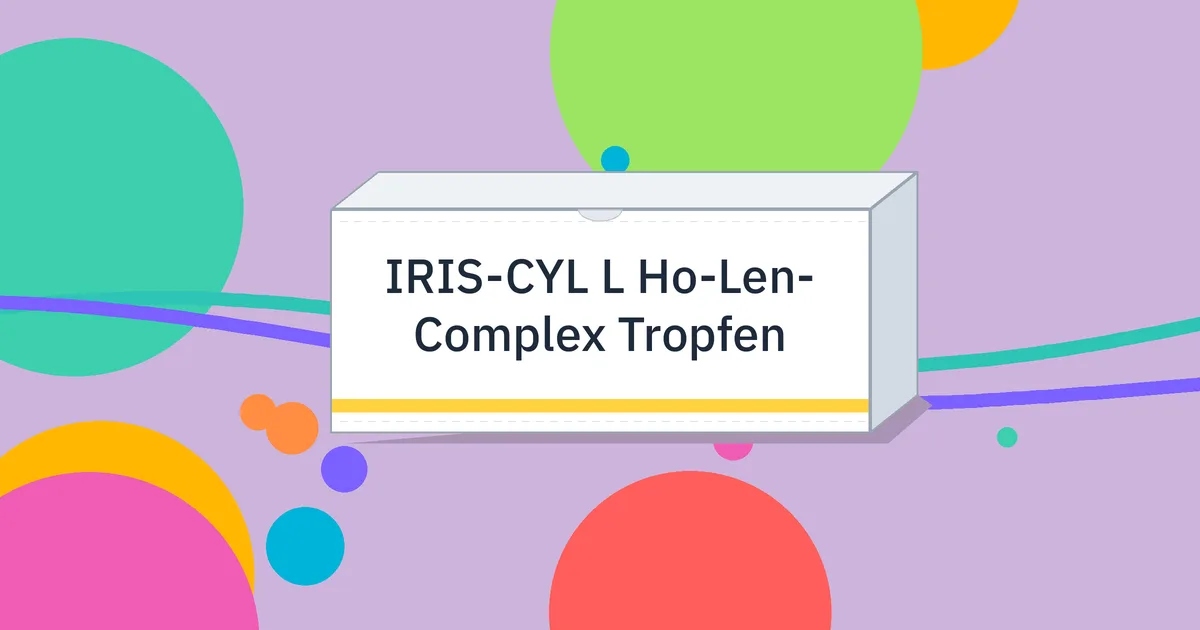 Symbolbild: Packung mit der Aufschrift IRIS-CYL L Ho-Len-Complex Tropfen (PZN 03395447) – Verfügbarkeit und Bezug in Apotheken in Frankfurt am Main