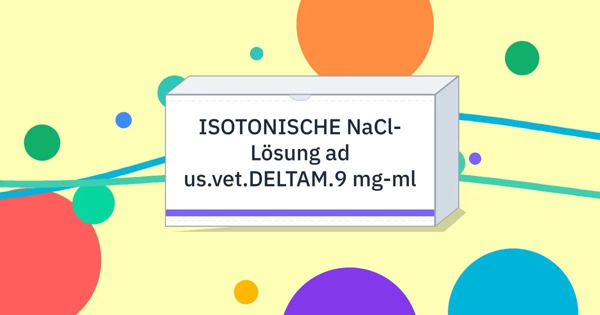 Symbolbild: Packung mit der Aufschrift ISOTONISCHE NaCl-Lösung ad us.vet.DELTAM.9 mg-ml (PZN 15638599) – Verfügbarkeit und Bezug in Apotheken in Frankfurt am Main