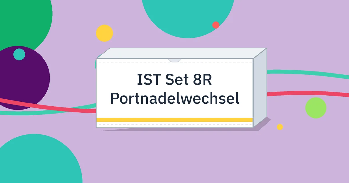 Symbolbild: Packung mit der Aufschrift IST Set 8R Portnadelwechsel (PZN 13868349) – Verfügbarkeit und Bezug in Apotheken in Frankfurt am Main