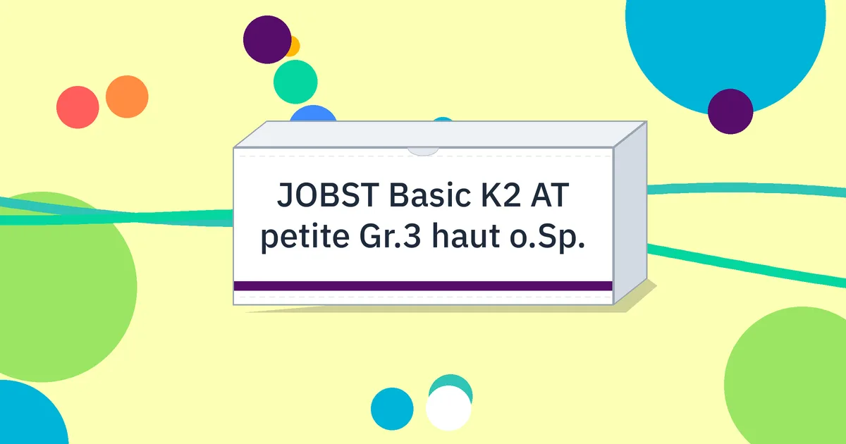 Symbolbild: Packung mit der Aufschrift JOBST Basic K2 AT petite Gr.3 haut o.Sp. (PZN 11249659) – Verfügbarkeit und Bezug in Apotheken in Frankfurt am Main