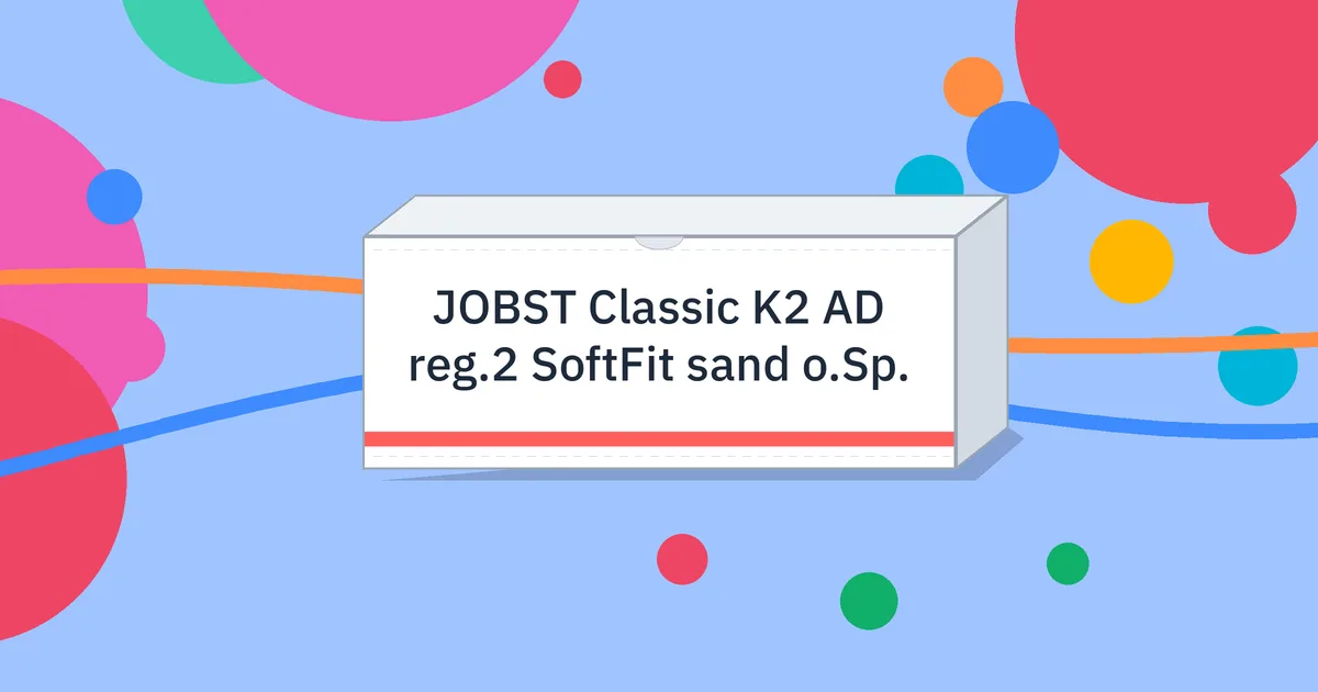 Symbolbild: Packung mit der Aufschrift JOBST Classic K2 AD reg.2 SoftFit sand o.Sp. (PZN 14221845) – Verfügbarkeit und Bezug in Apotheken in Frankfurt am Main