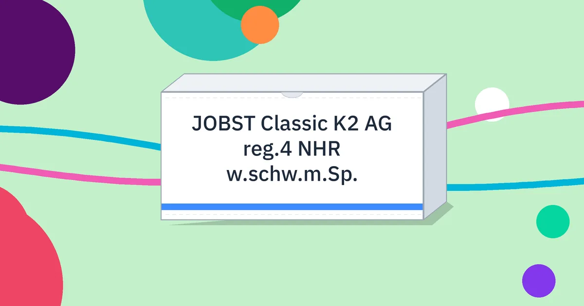 Symbolbild: Packung mit der Aufschrift JOBST Classic K2 AG reg.4 NHR w.schw.m.Sp. (PZN 10727499) – Verfügbarkeit und Bezug in Apotheken in Frankfurt am Main