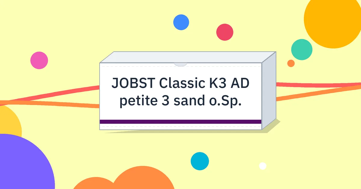 Symbolbild: Packung mit der Aufschrift JOBST Classic K3 AD petite 3 sand o.Sp. (PZN 13070551) – Verfügbarkeit und Bezug in Apotheken in Frankfurt am Main