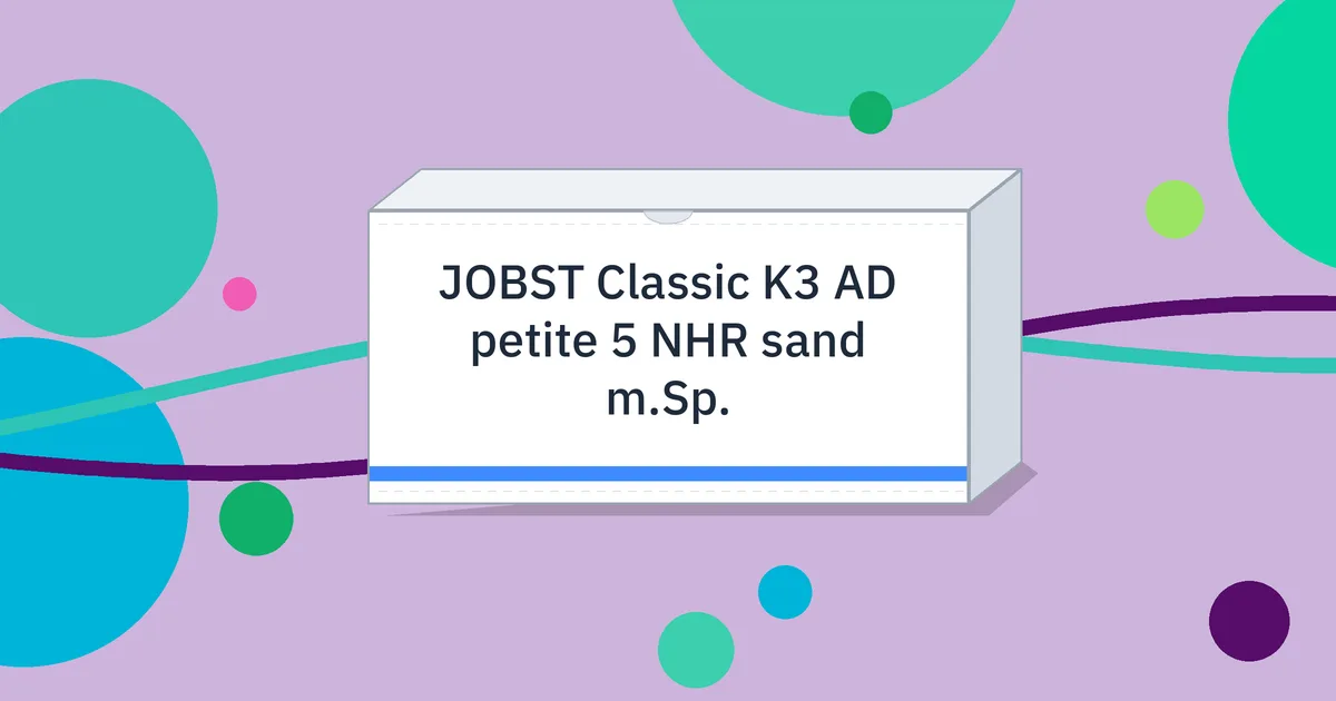 Symbolbild: Packung mit der Aufschrift JOBST Classic K3 AD petite 5 NHR sand m.Sp. (PZN 13069909) – Verfügbarkeit und Bezug in Apotheken in Frankfurt am Main