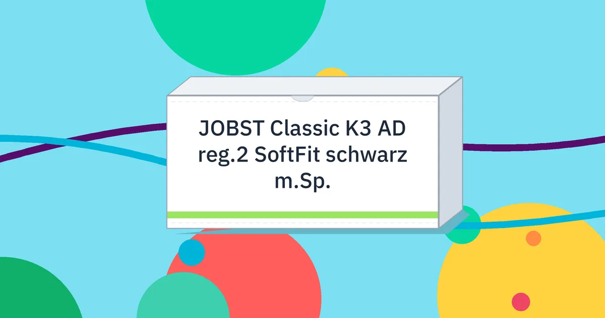 Symbolbild: Packung mit der Aufschrift JOBST Classic K3 AD reg.2 SoftFit schwarz m.Sp. (PZN 14224022) – Verfügbarkeit und Bezug in Apotheken in Frankfurt am Main