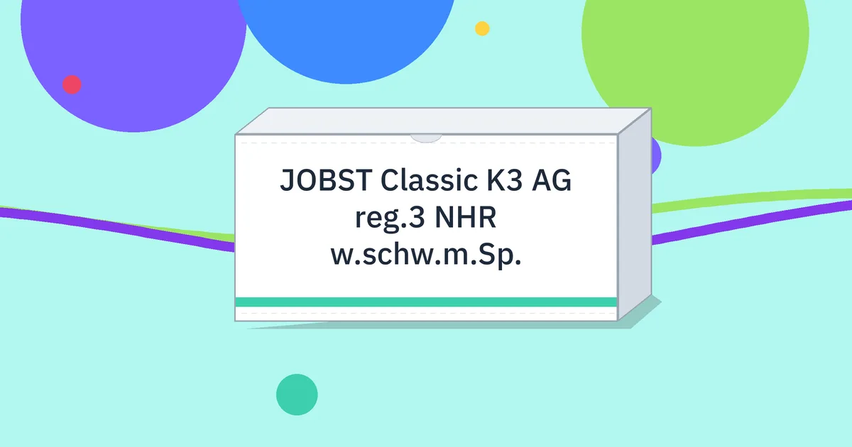 Symbolbild: Packung mit der Aufschrift JOBST Classic K3 AG reg.3 NHR w.schw.m.Sp. (PZN 13073621) – Verfügbarkeit und Bezug in Apotheken in Frankfurt am Main