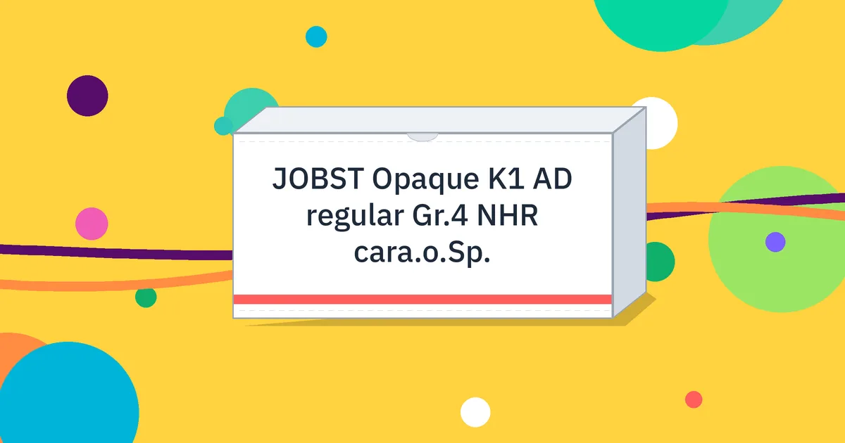 Symbolbild: Packung mit der Aufschrift JOBST Opaque K1 AD regular Gr.4 NHR cara.o.Sp. (PZN 13082502) – Verfügbarkeit und Bezug in Apotheken in Frankfurt am Main