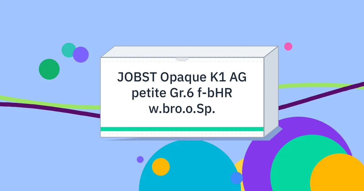 Symbolbild: Packung mit der Aufschrift JOBST Opaque K1 AG petite Gr.6 f-bHR w.bro.o.Sp. (PZN 13087675) – Verfügbarkeit und Bezug in Apotheken in Frankfurt am Main