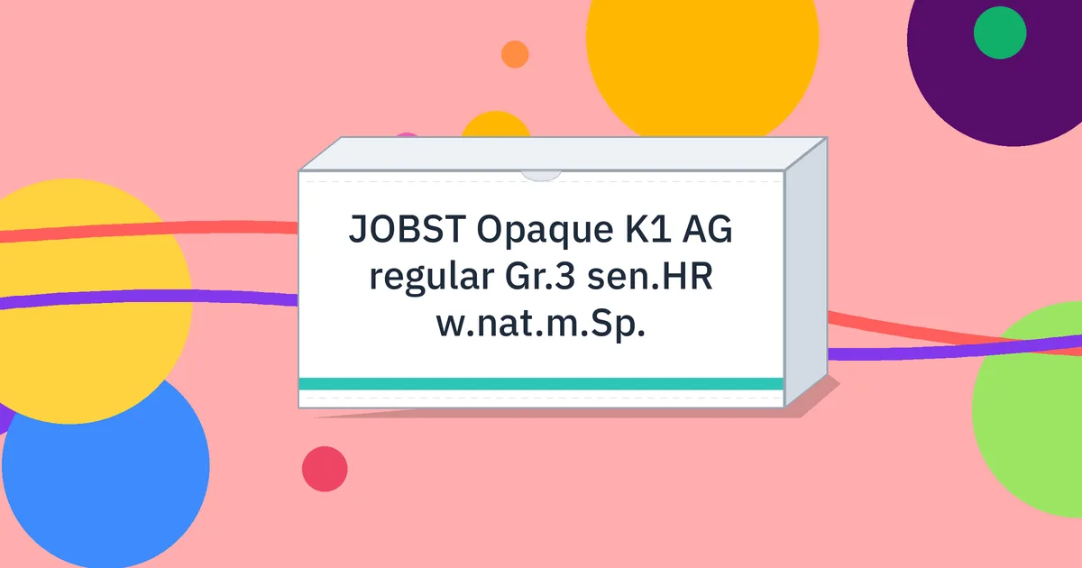 Symbolbild: Packung mit der Aufschrift JOBST Opaque K1 AG regular Gr.3 sen.HR w.nat.m.Sp. (PZN 13093173) – Verfügbarkeit und Bezug in Apotheken in Frankfurt am Main