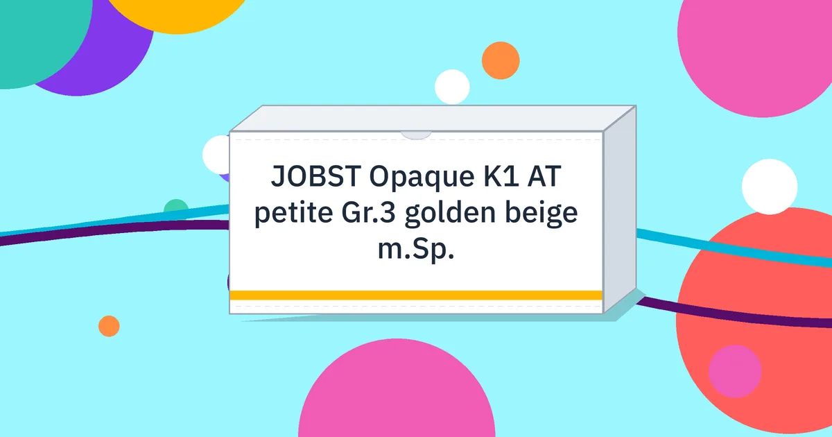 Symbolbild: Packung mit der Aufschrift JOBST Opaque K1 AT petite Gr.3 golden beige m.Sp. (PZN 16276187) – Verfügbarkeit und Bezug in Apotheken in Frankfurt am Main
